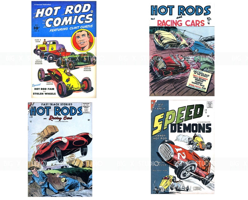 Vintage Racing Car Comic Cover Images / Digital Download / Commercial ...