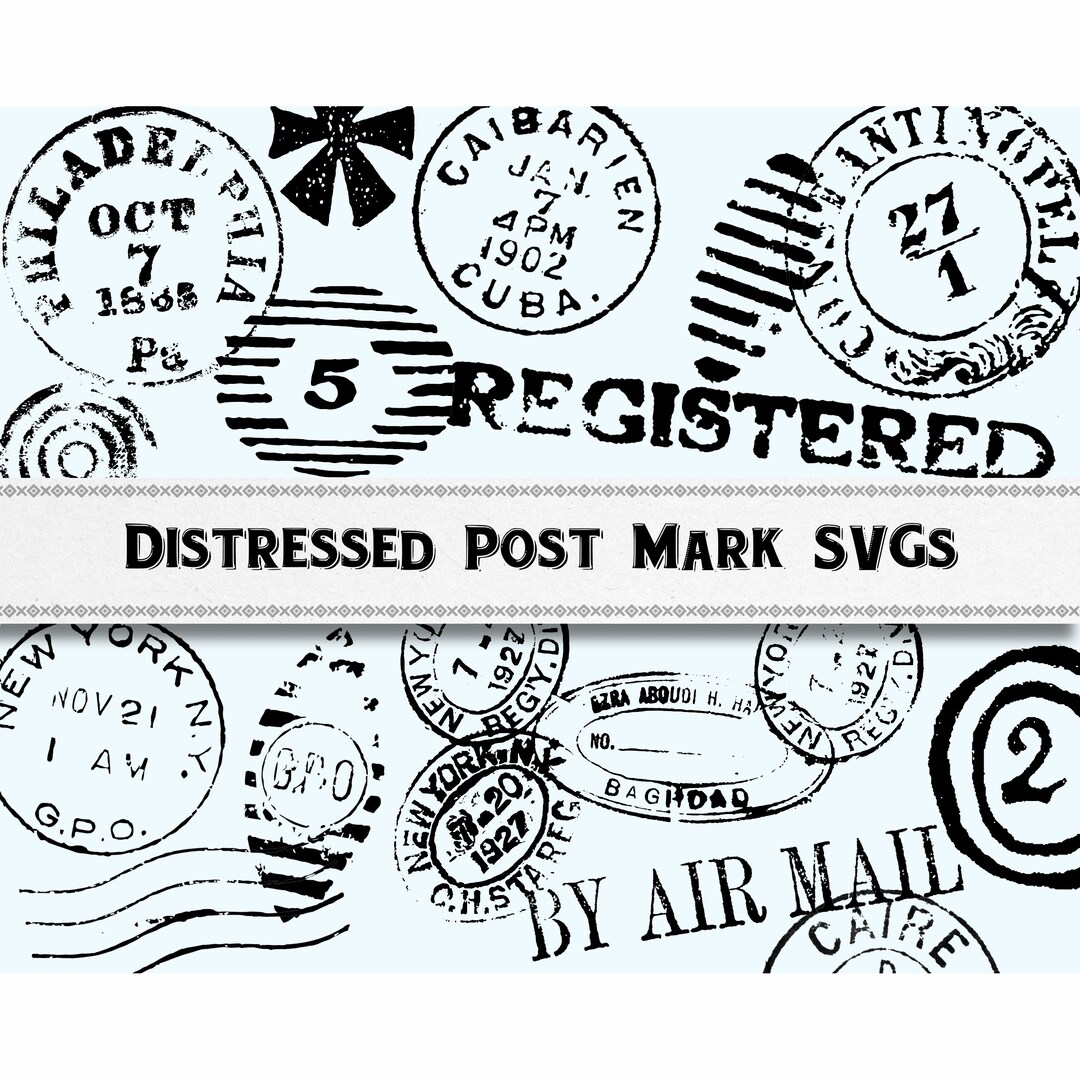Vintage Distressed Postmark SVG Images / Digital Download / Commercial ...