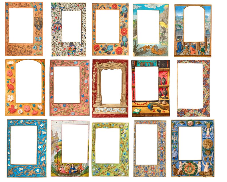 Medieval Illuminated Manuscript Frame PNG Images Set 3 - Etsy
