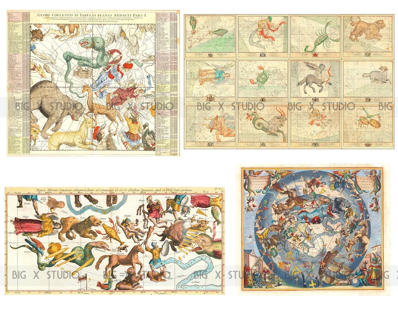 Astrological Star Chart Images / Medieval Renaissance Maps / - Etsy