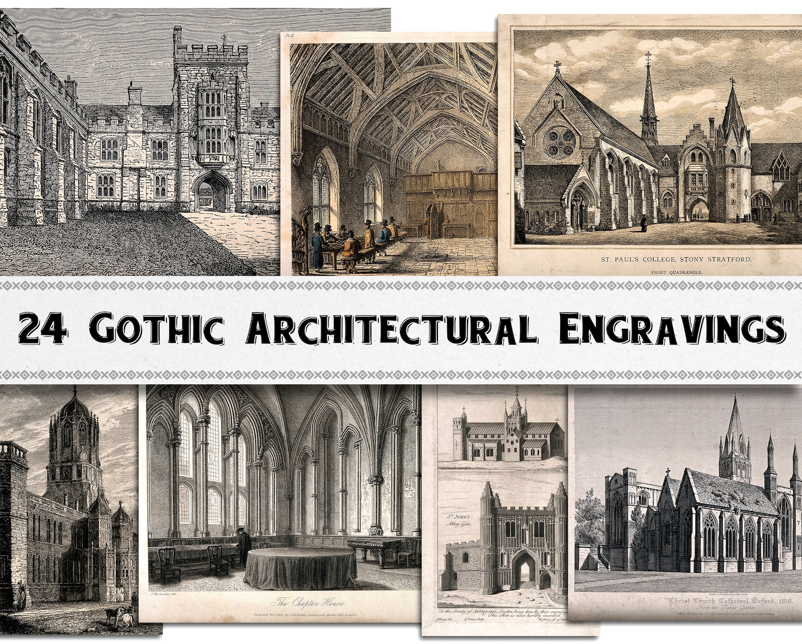 Gothic Architecture Engraving Images / Digital Download / | Etsy