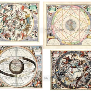 Astrological Star Chart Images / Medieval Renaissance Maps / Digital ...