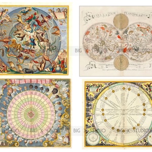 Astrological Star Chart Images / Medieval Renaissance Maps / Digital ...