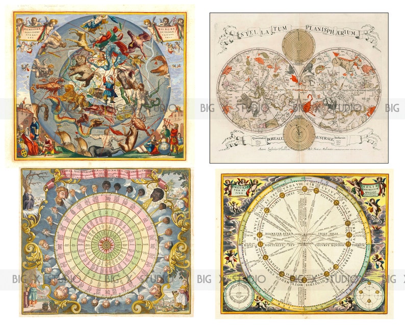Astrological Star Chart Images / Medieval Renaissance Maps / - Etsy