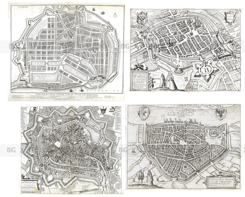 Medieval Walled City Map Images / Digital Download / | Etsy