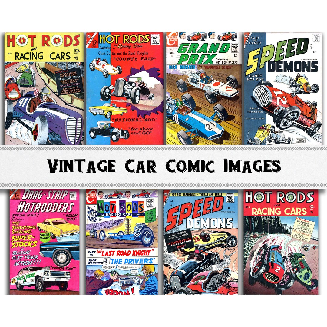 Vintage Racing Car Comic Cover Images / Digital Download / - Etsy