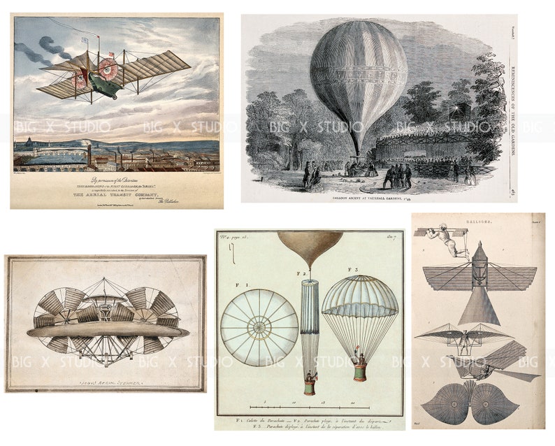 Flying Machine Balloon Images / Digital Download / Commercial | Etsy
