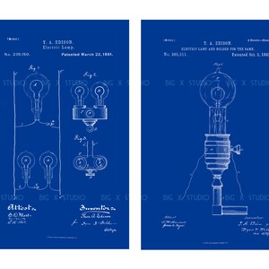 Thomas Edison Light Bulb Patent Blueprint Drawing Images / Digital ...