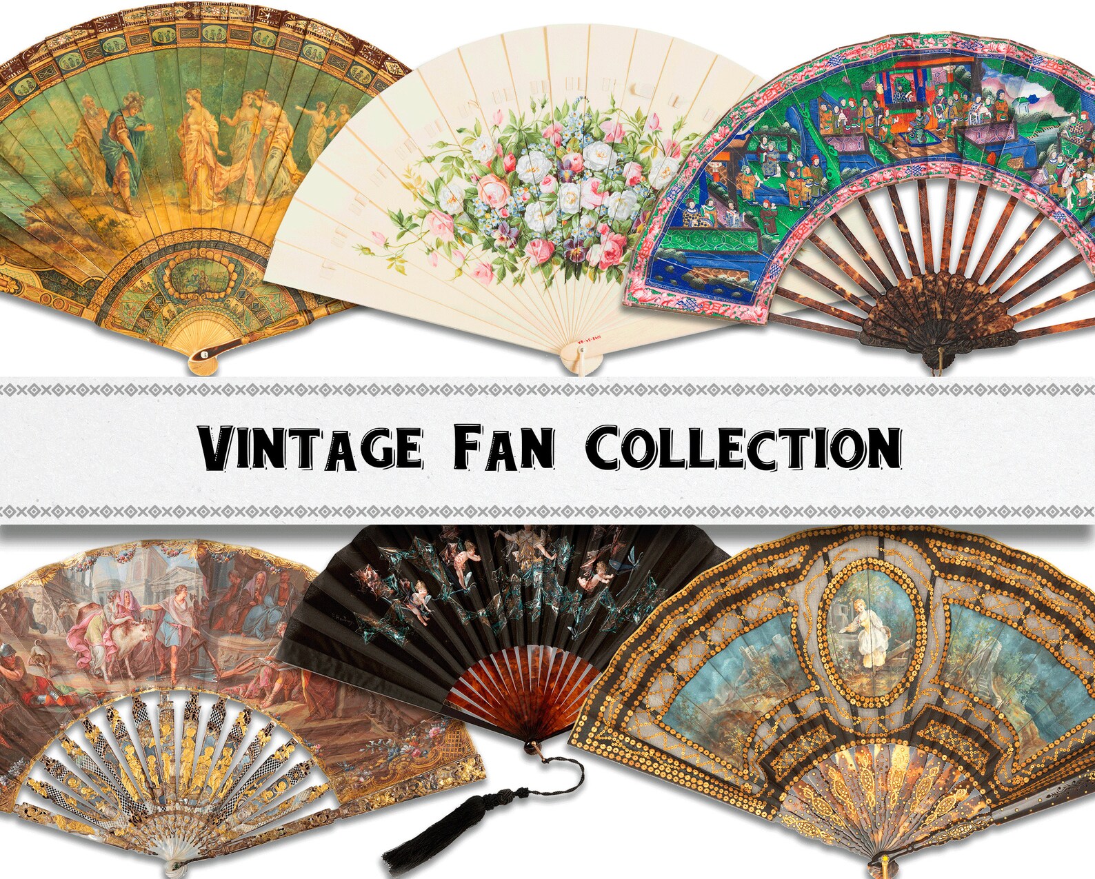 Ornate Victorian Fan Images / Digital Download / Commercial | Etsy