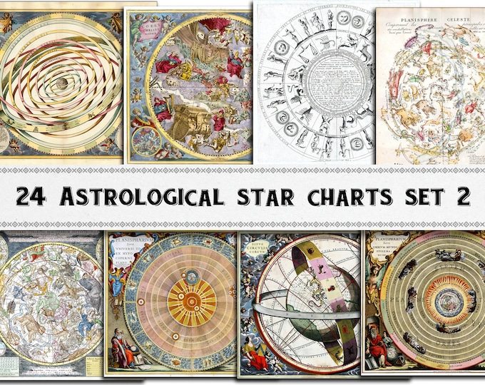 Antique Astrology Print Old Star Chart Vintage Astronomy Map of Libra ...