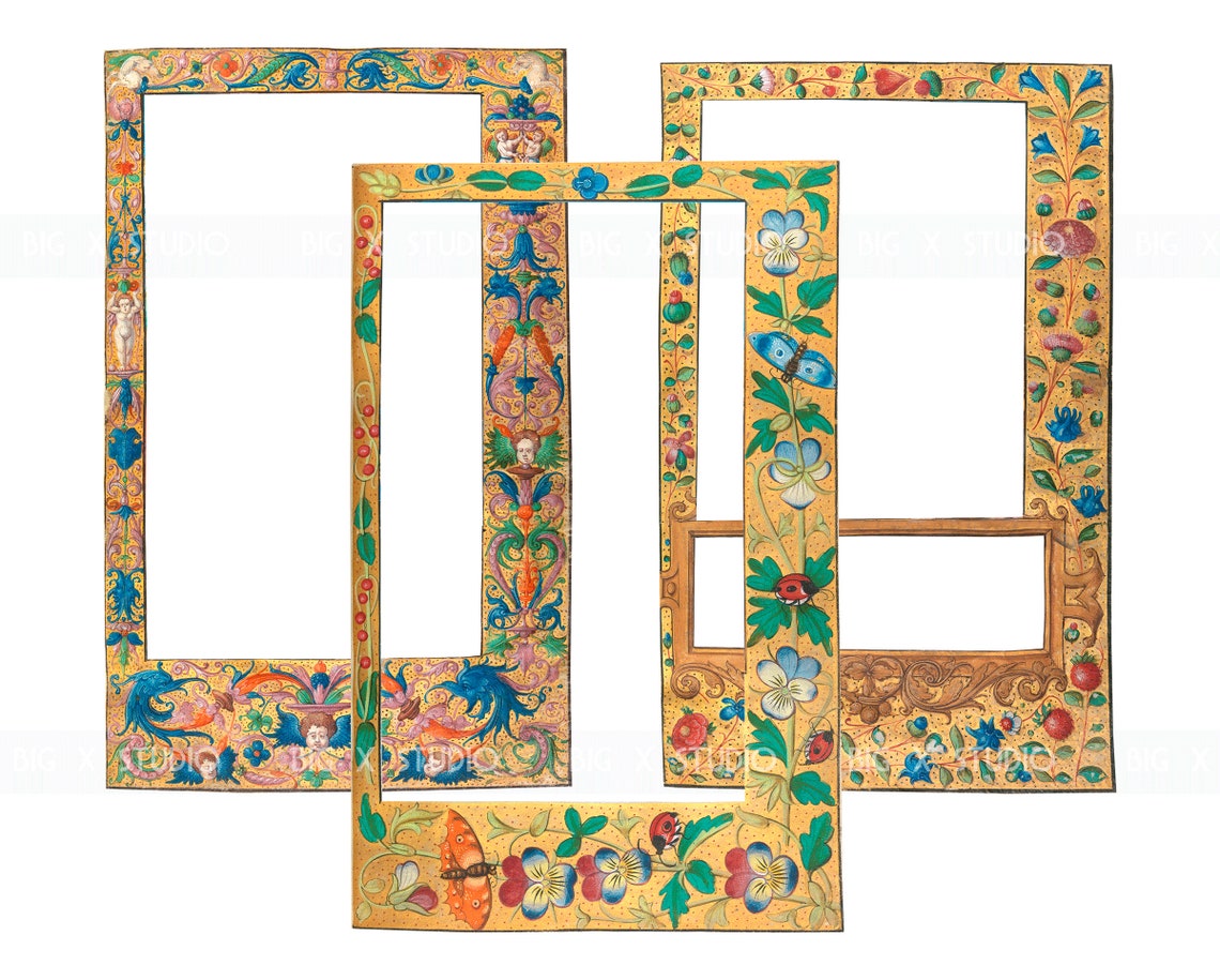 Medieval Illuminated Manuscript Frame PNG Images Digital - Etsy