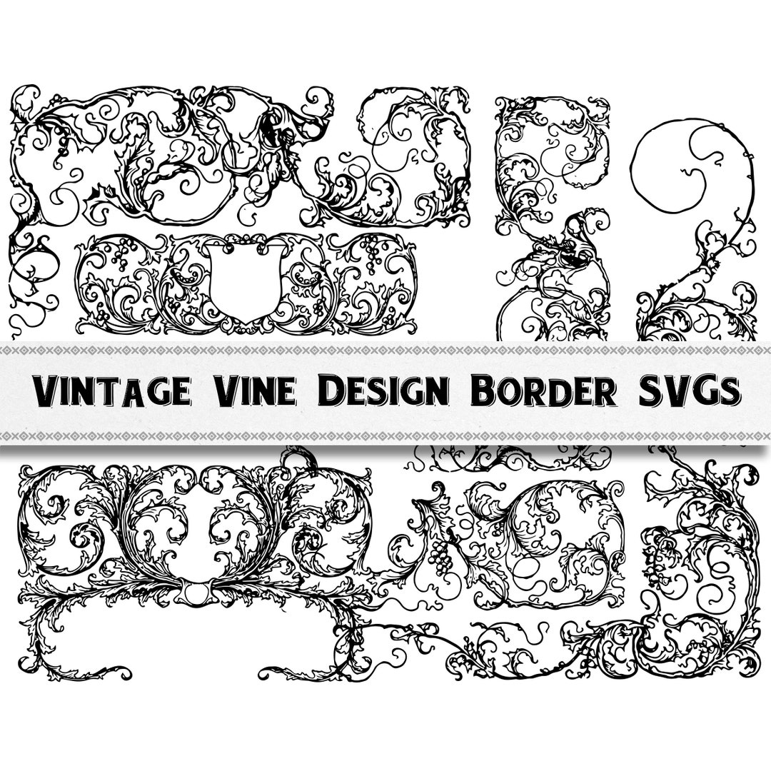 Vintage Vine Leaf SVG Border Frames / Digital Download / Commercial Use ...