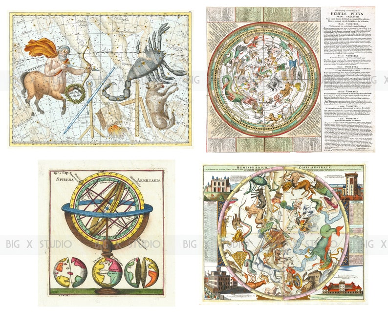 Astrological Star Chart Images Set 3 / Medieval Renaissance - Etsy