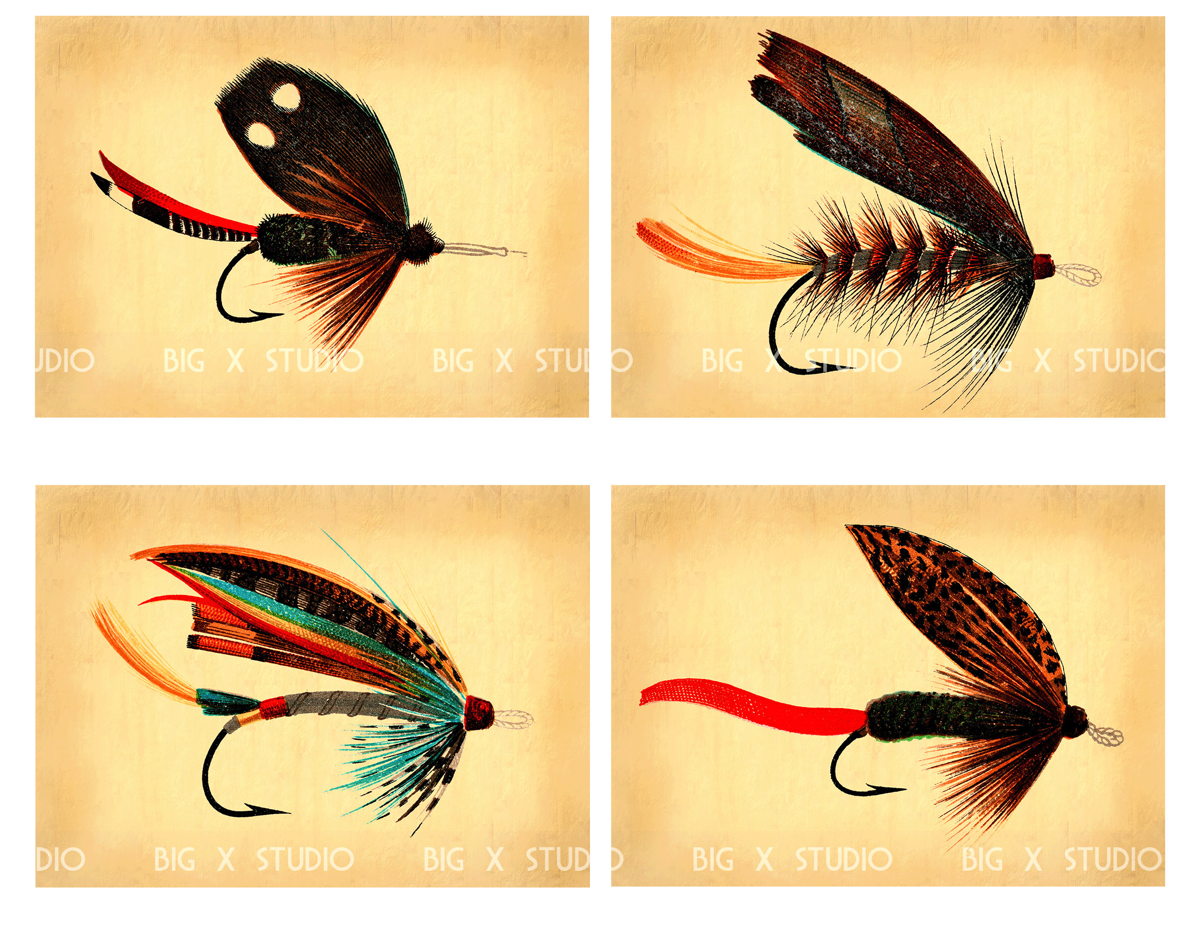 Vintage Fishing Fly Illustrations / Digital Download / Commercial Use ...