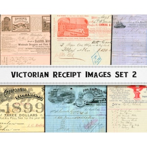 Vintage Receipt Images Set 2 / Victorian Bills of Sale/ Ephemera ...