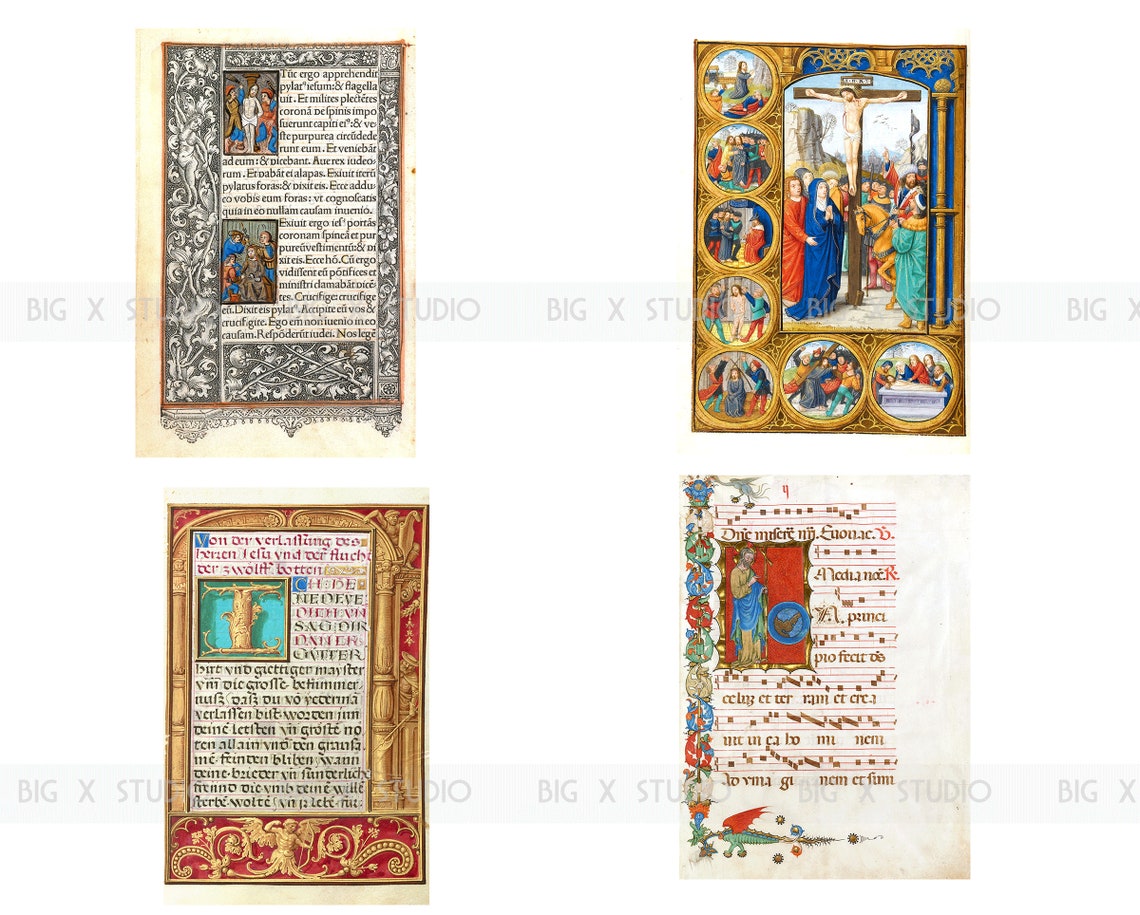 Medieval Illuminated Manuscript Images Set 2 Digital | Etsy
