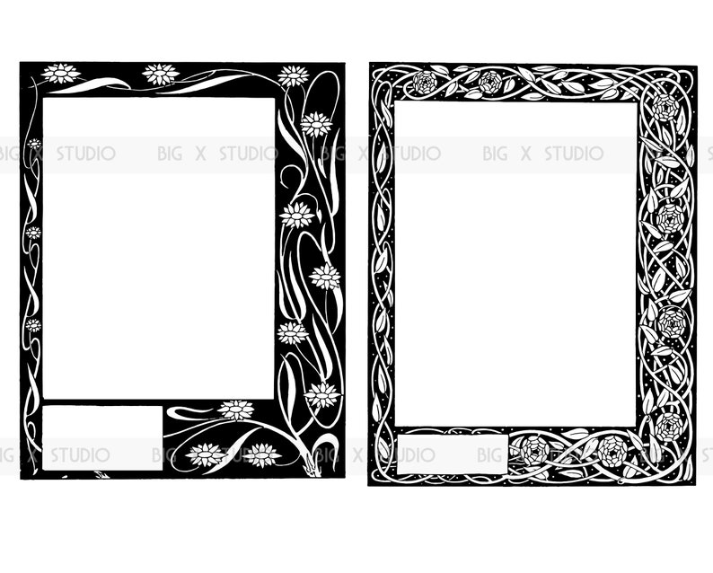 Celtic Knot Frame Border Illustrations: Art Nouveau SVG PNG Images ...