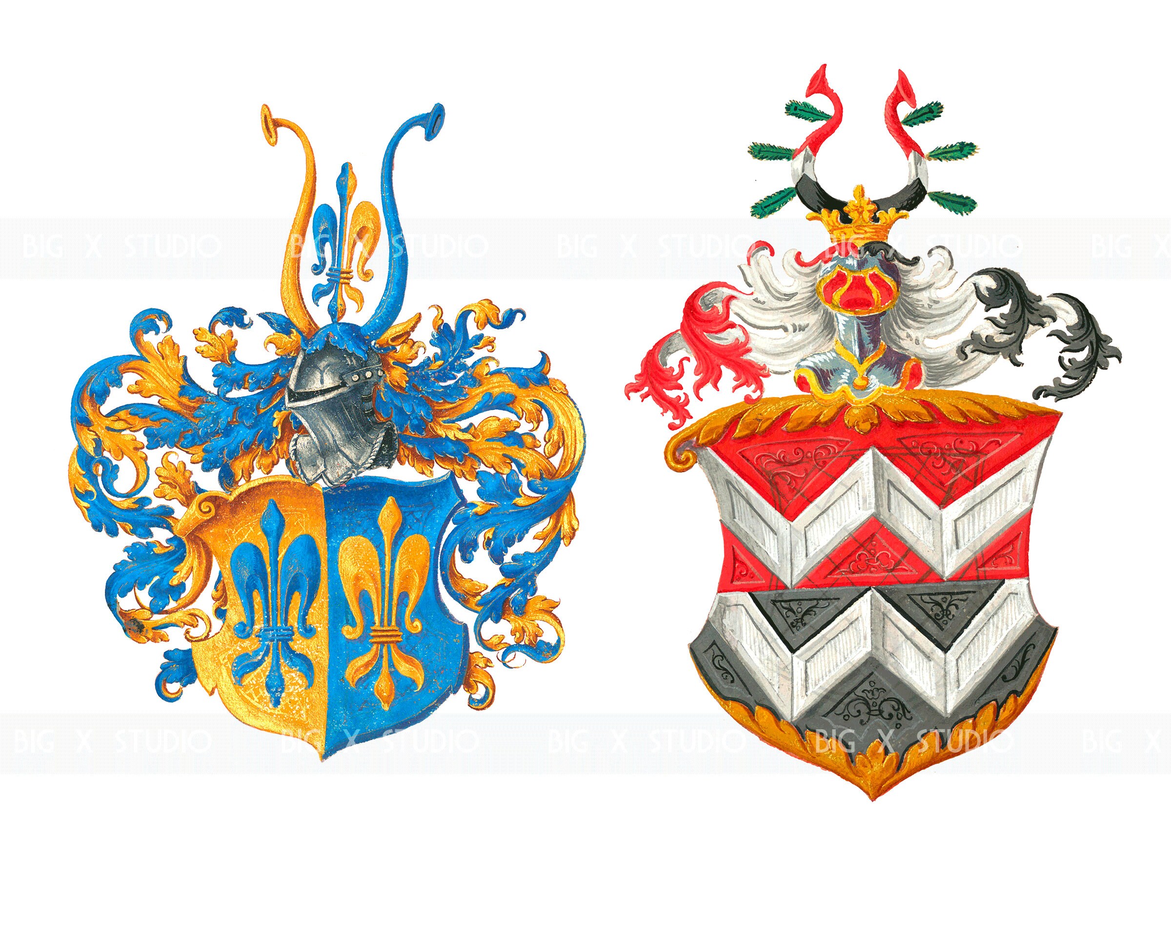 Medieval Heraldry Coat of Arms Clipart: Illuminated Manuscript Designs ...