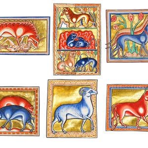 Medieval Creatures, Illuminated Manuscript, Digital Download ...