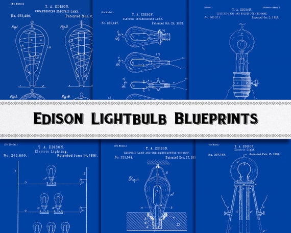 Thomas Edison Light Bulb Blueprints