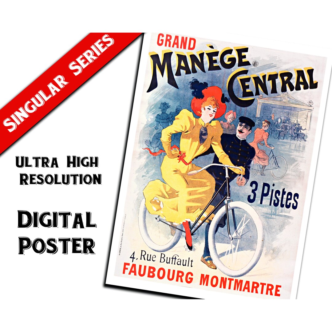 Vintage 1900s Advertising Poster - Woman on Bicycle / Digital Download ...