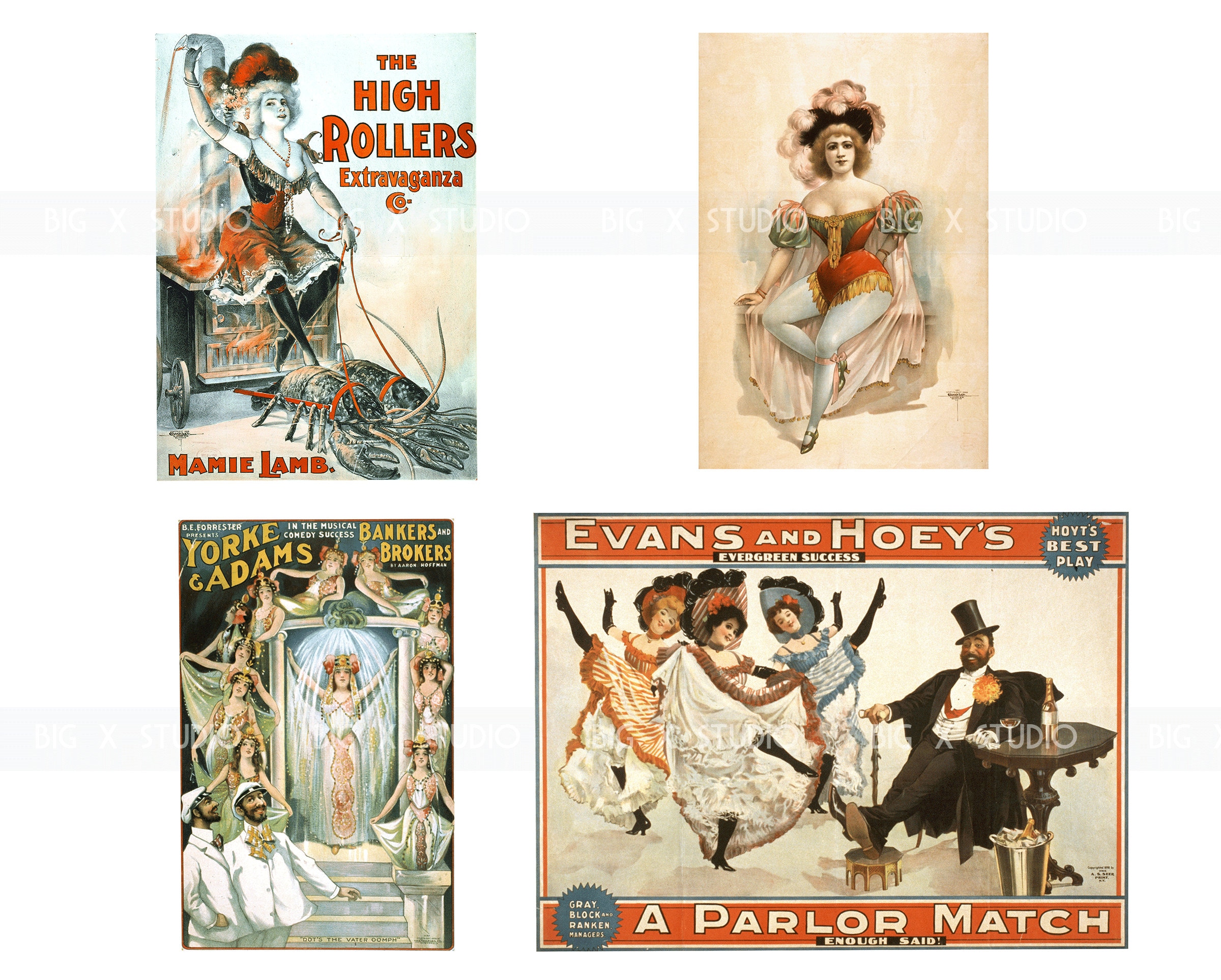 Vintage Burlesque Dancer Posters / Victorian Ephemera / Commercial Use ...
