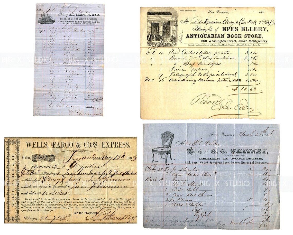 Vintage Receipt Images Set 2 / Victorian Bills of Sale/ - Etsy
