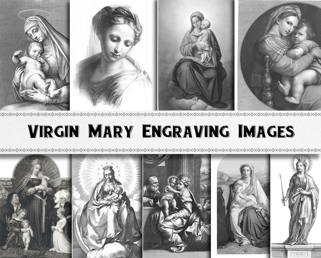 Vintage Virgin Mary Engraving Images / Digital Download / Commercial ...