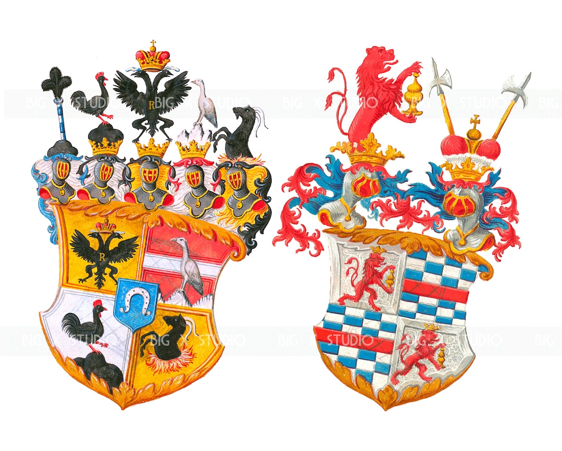 Medieval Heraldry Coat of Arms Set 2: Illuminated Manuscript Clipart ...