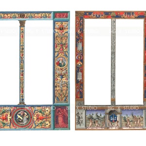 Two Column Medieval Illuminated Manuscript Frame PNG Images, Digital ...