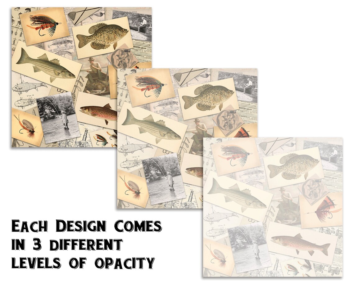 Vintage Fishing Digital Paper / Scrapbook Wallpapers / Fishing - Etsy