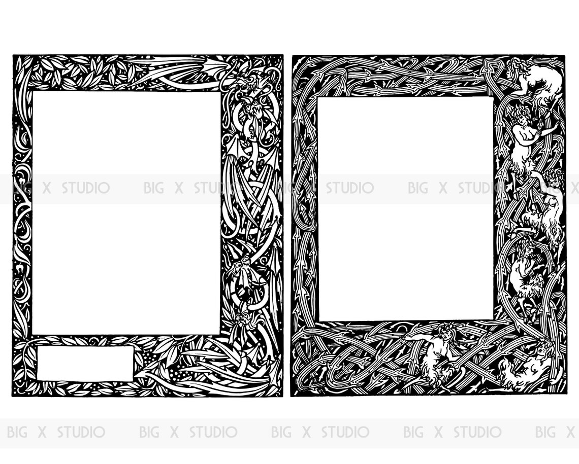 Celtic Knot Frame Border Illustrations: Medieval Art Nouveau (SVG PNG ...