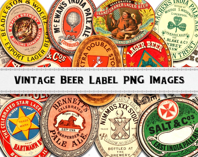 36 Vintage BEER LABELS Clip Art - Digital Downloads Printable CLIPART ...