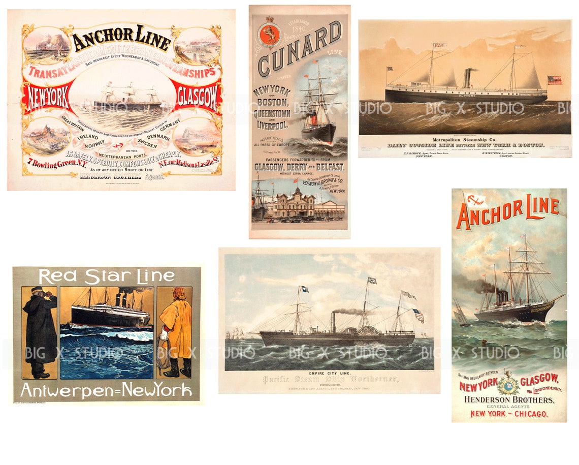 Vintage Ship Travel Poster Images / Steamship Ephemera / - Etsy