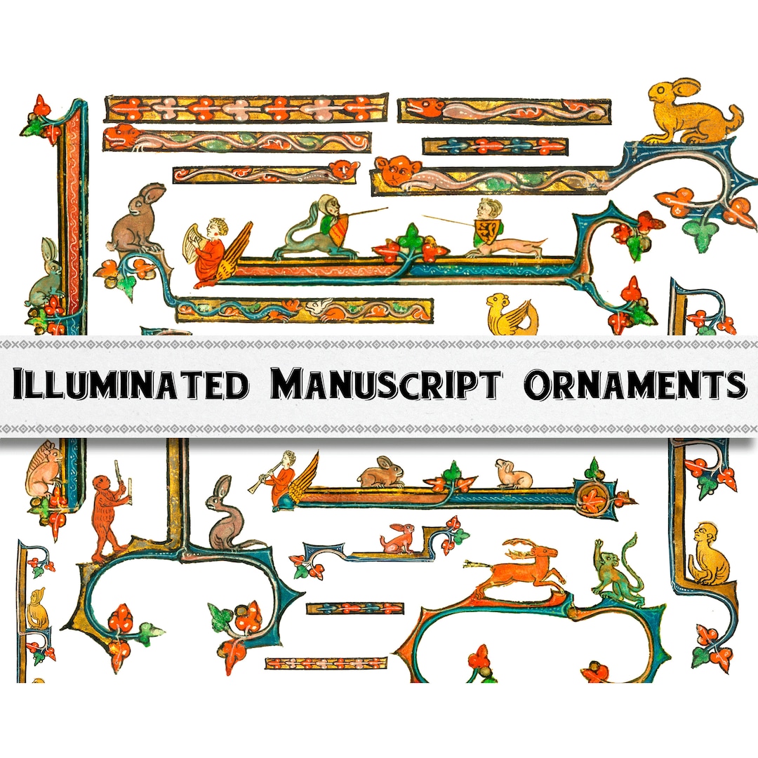 Medieval Illuminated Manuscript Ornaments, Digital Download, Commercial ...