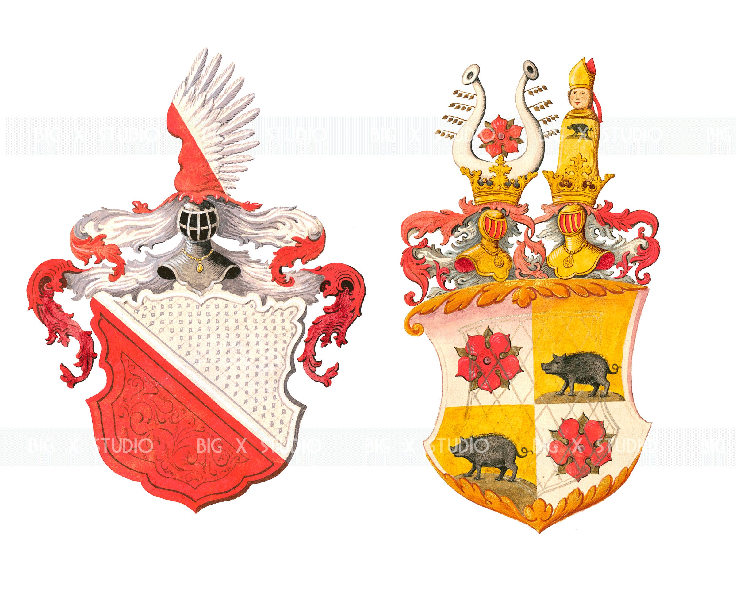 Medieval Heraldry Coat of Arms Set 2: Illuminated Manuscript Clipart ...