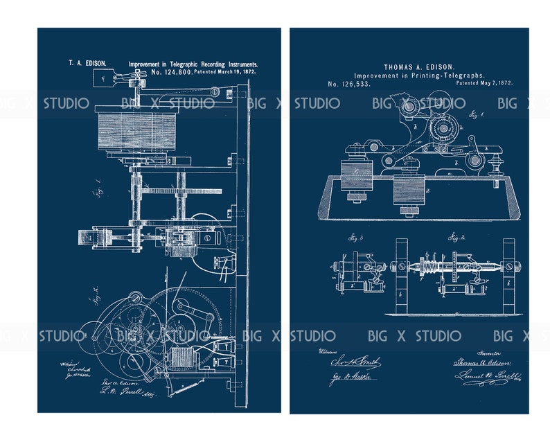 Thomas Edison Patent Blueprint Drawing Images / Digital - Etsy