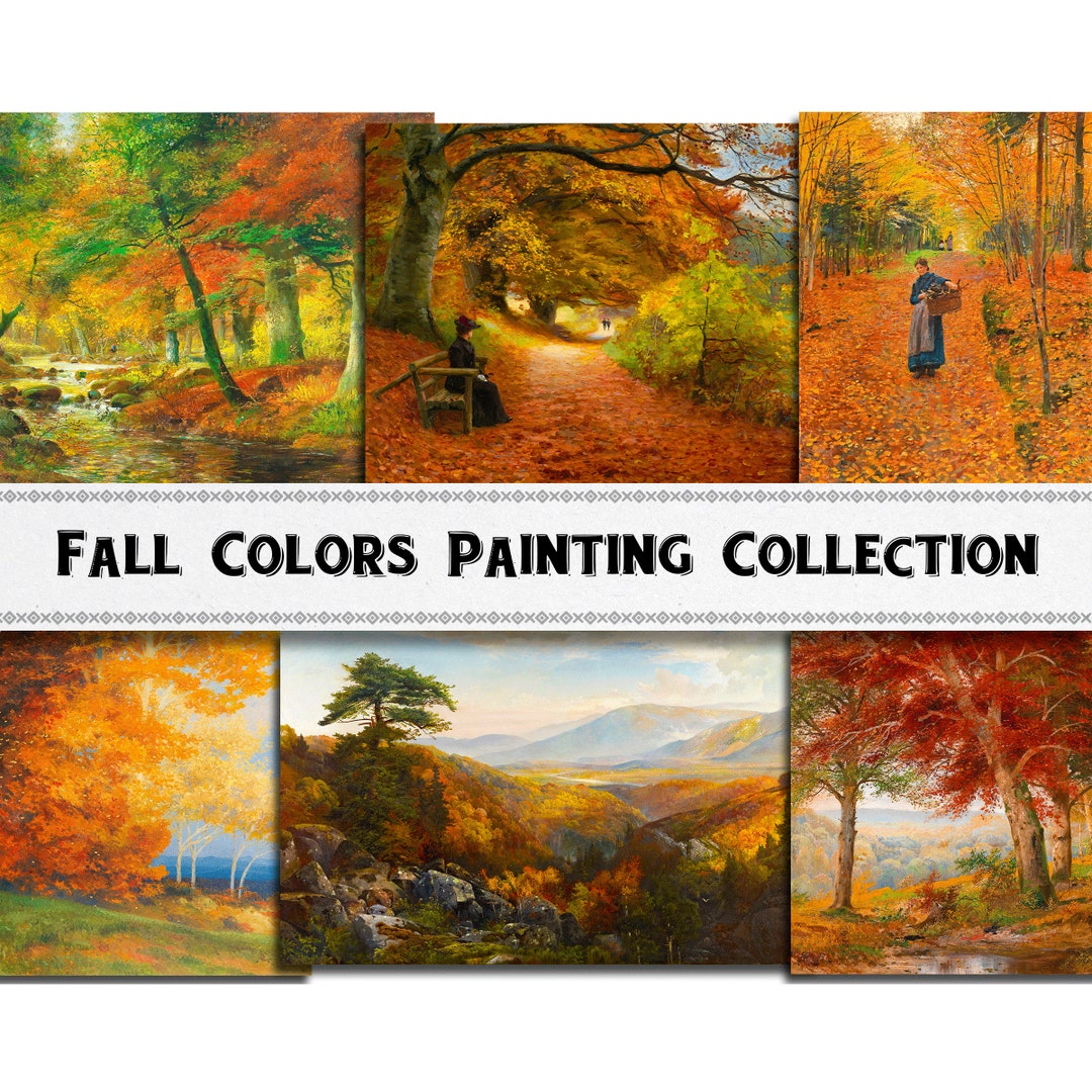 Autumn Color Fall Leaves Painting Images / Digital Download ...