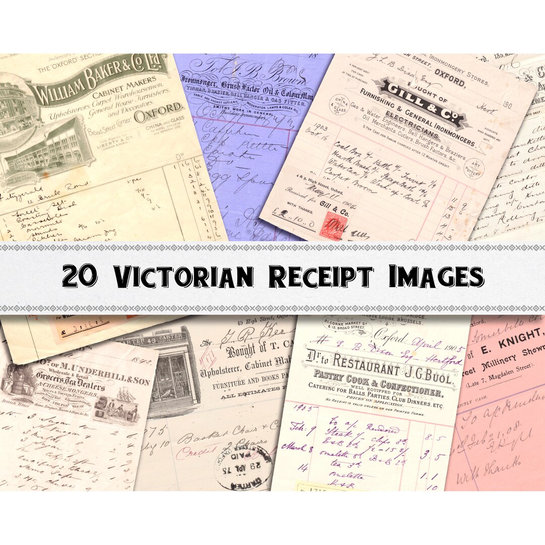 Vintage Receipt Images / Victorian Bills of Sale/ Ephemera / Commercial ...