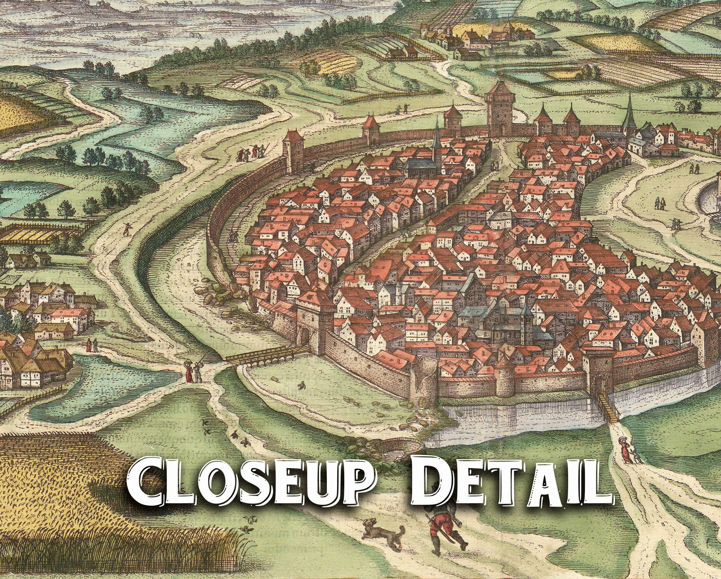 Color Medieval Walled City Map Images / Medieval Renaissance | Etsy