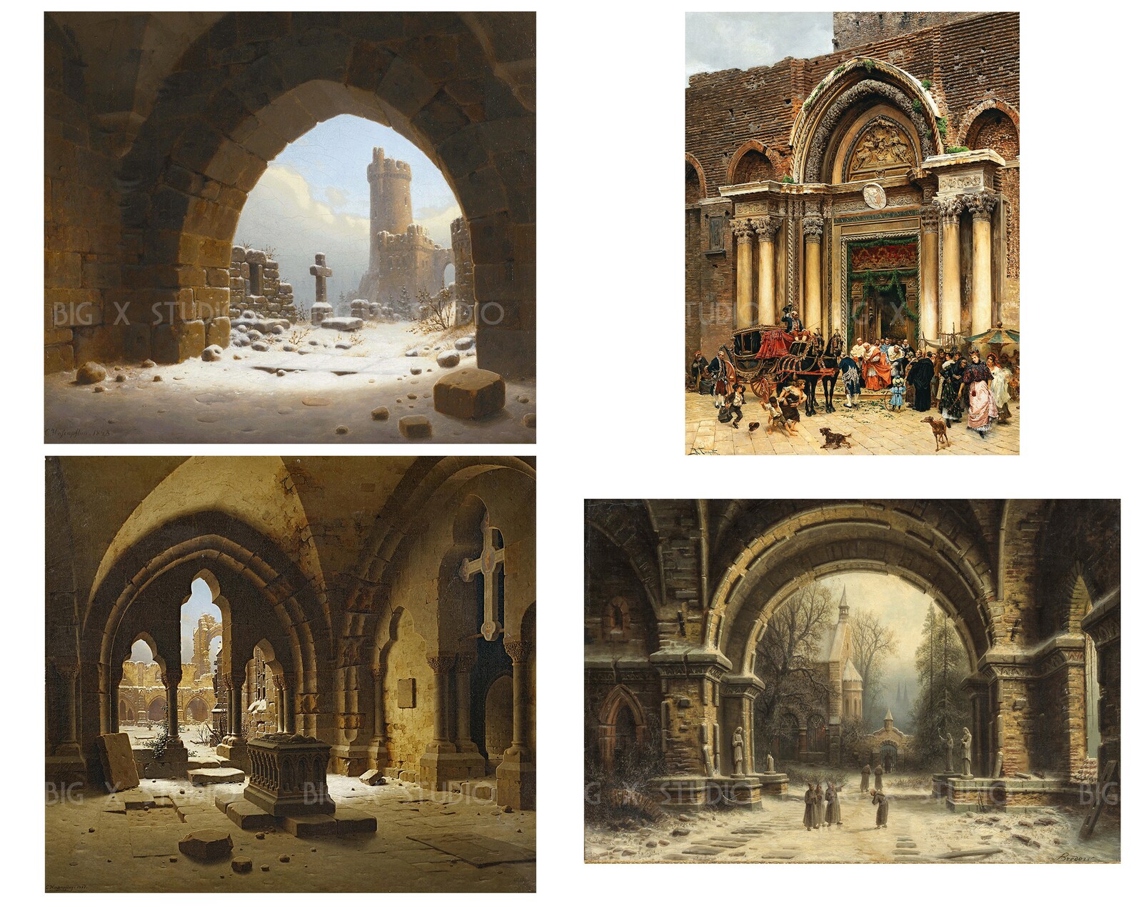 Medieval Gothic Castle Arches Painting Images / Digital Download ...