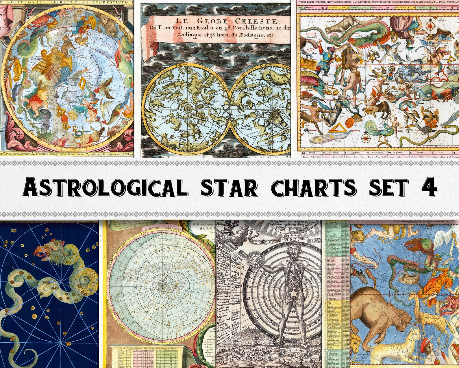 Astrological Star Chart Images Set 4 / Medieval Renaissance | Etsy