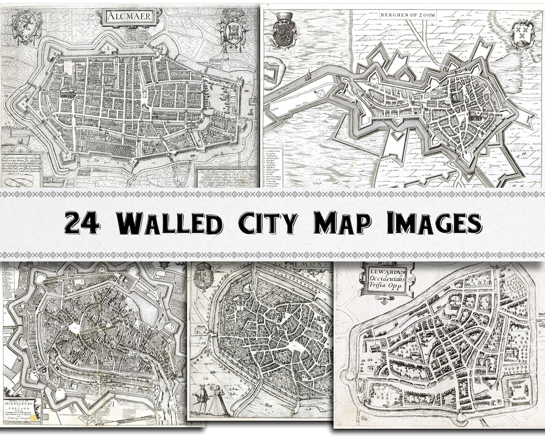 Medieval Walled City Map Images / Digital Download / - Etsy