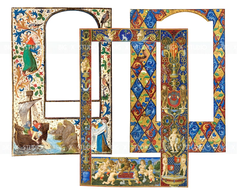 Medieval Illuminated Manuscript Frame PNG Images, Digital Download ...