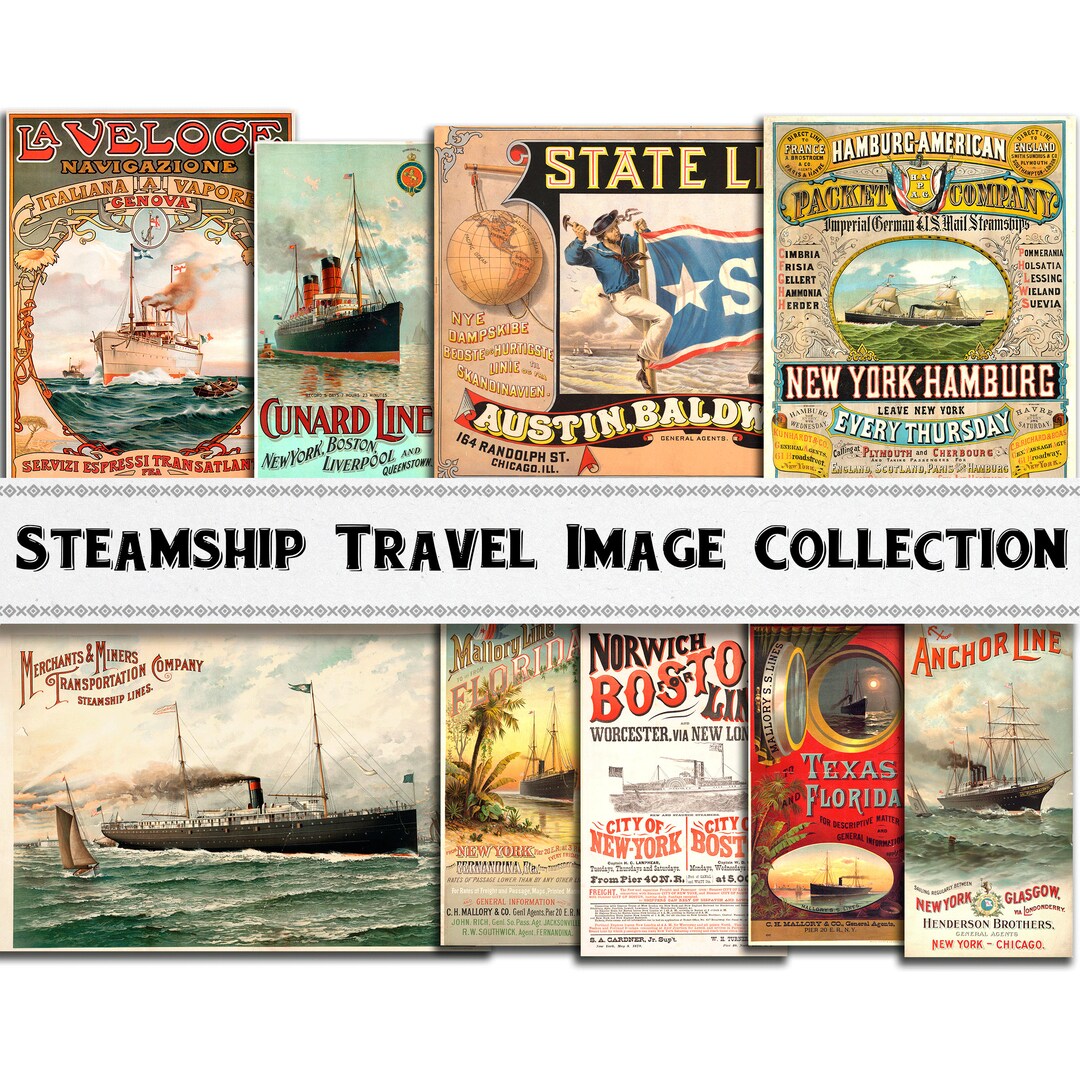 Vintage Ship Travel Poster Images / Steamship Ephemera / Commercial Use ...