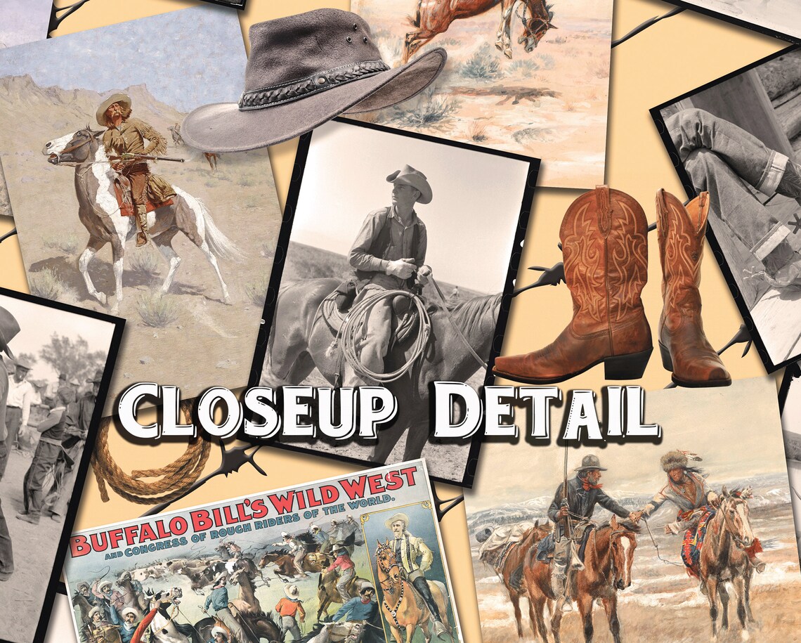 Vintage Cowboy Digital Paper Backgrounds / Scrapbook - Etsy