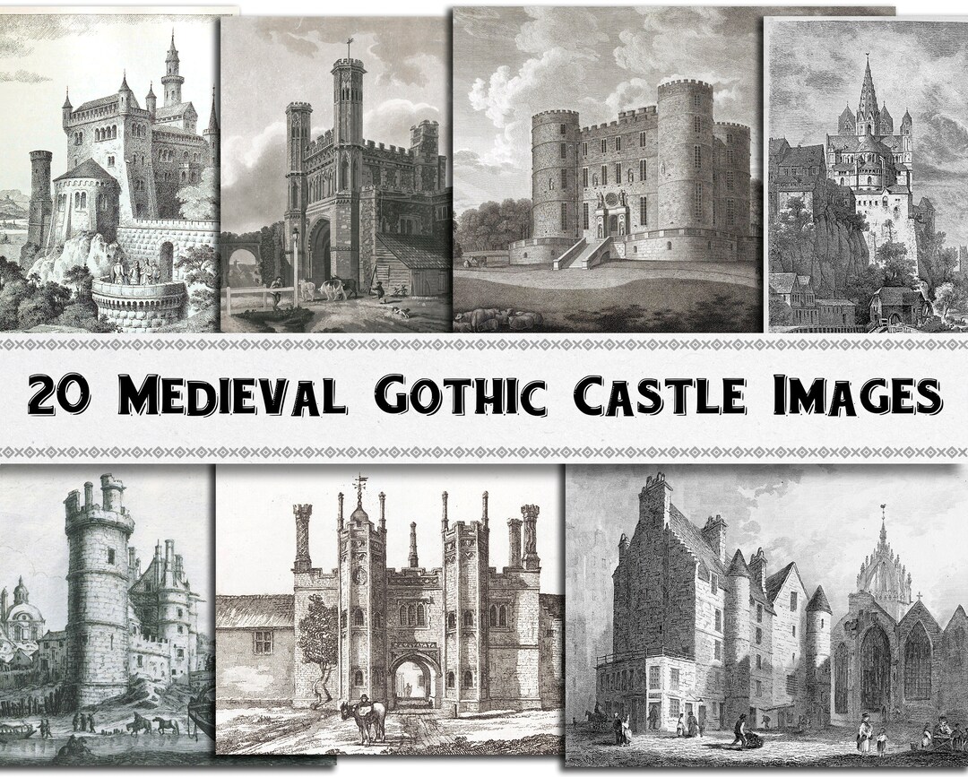 Medieval Gothic Castle Engraving Images / Digital Download / - Etsy