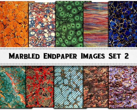 Marbled Paper Images Set 2 Book Endpapers Commercial Use - Etsy