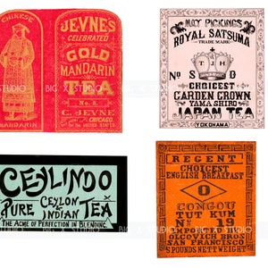 Vintage Tea Labels / Victorian Ephemera / Commercial Use / Digital ...