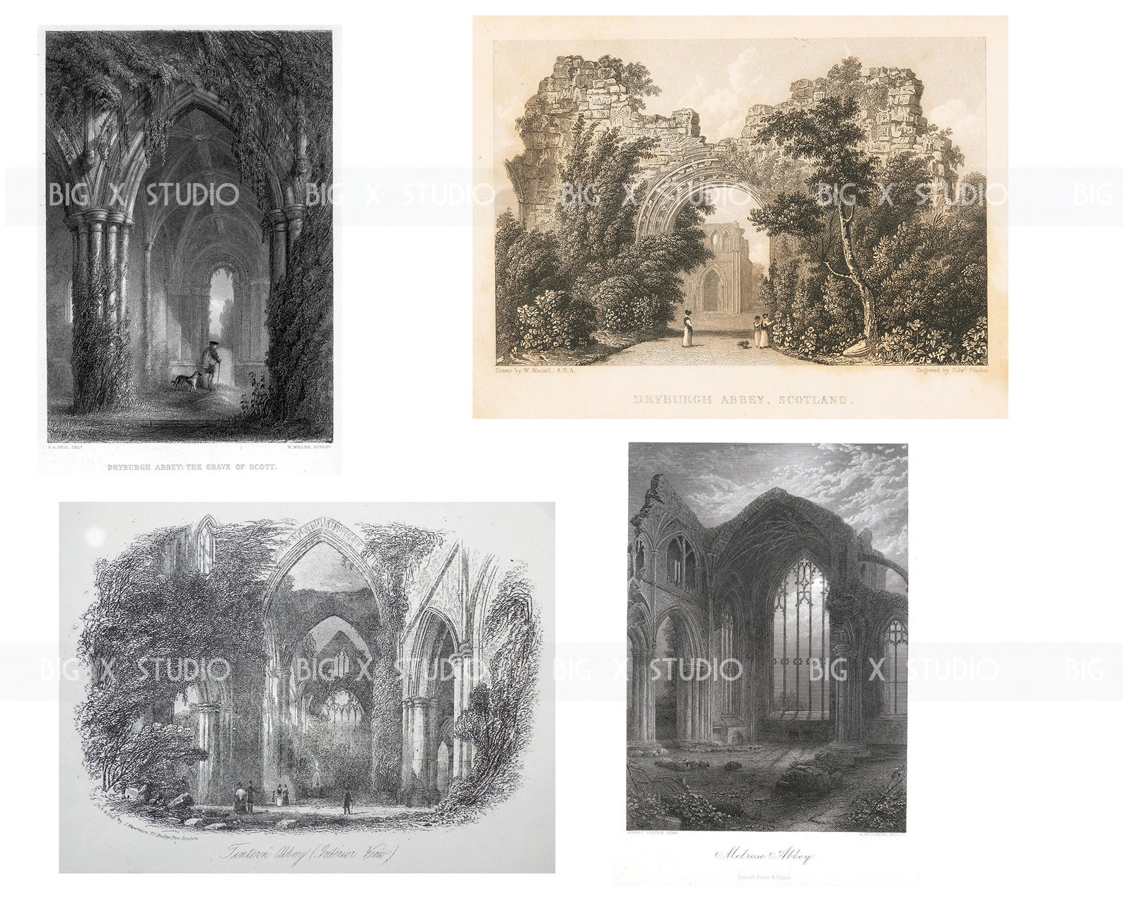 Medieval Gothic Church Ruin Engraving Images / Digital - Etsy